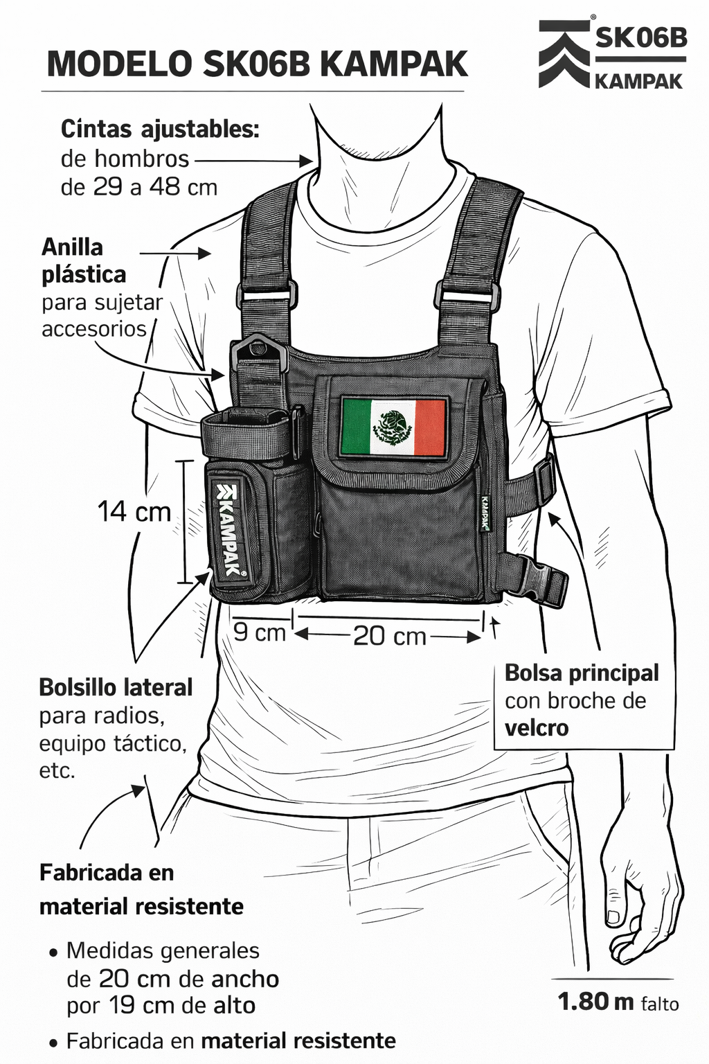 Pechera Multiusos KAMPAK SK06B | Chest Bag Ajustable con 3 ...