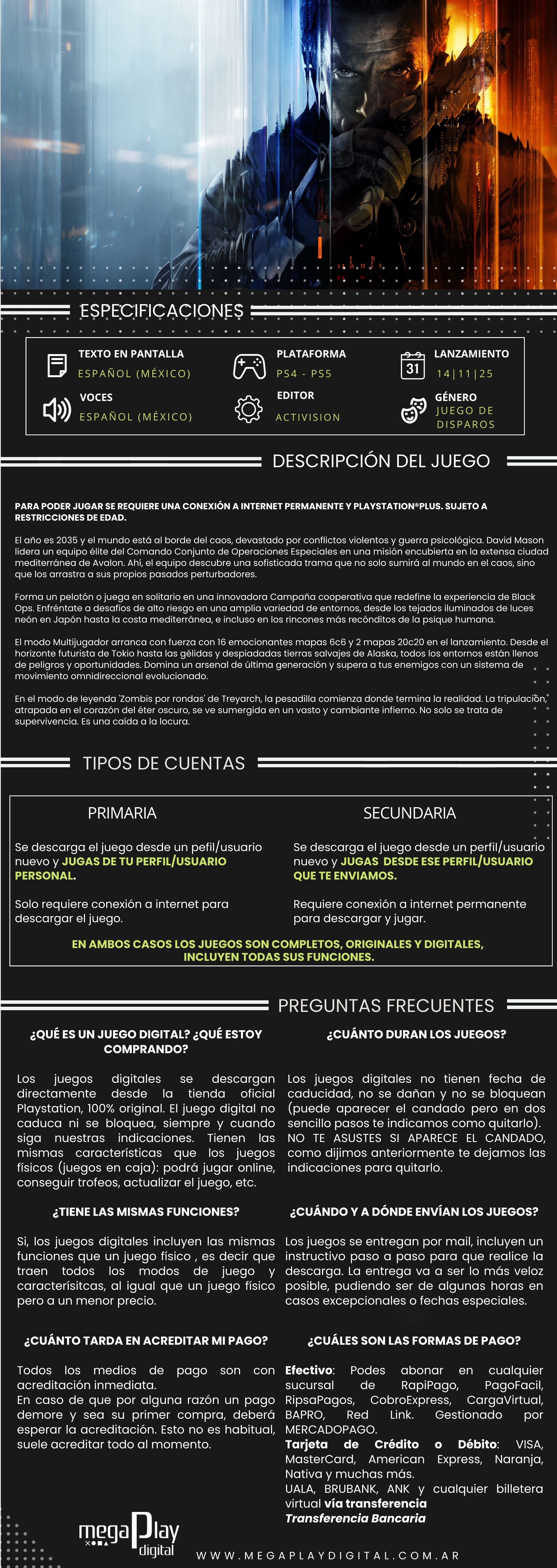 Call of Duty Black Ops 7 PS4 & PS5 Digital - Acción y Estrategia