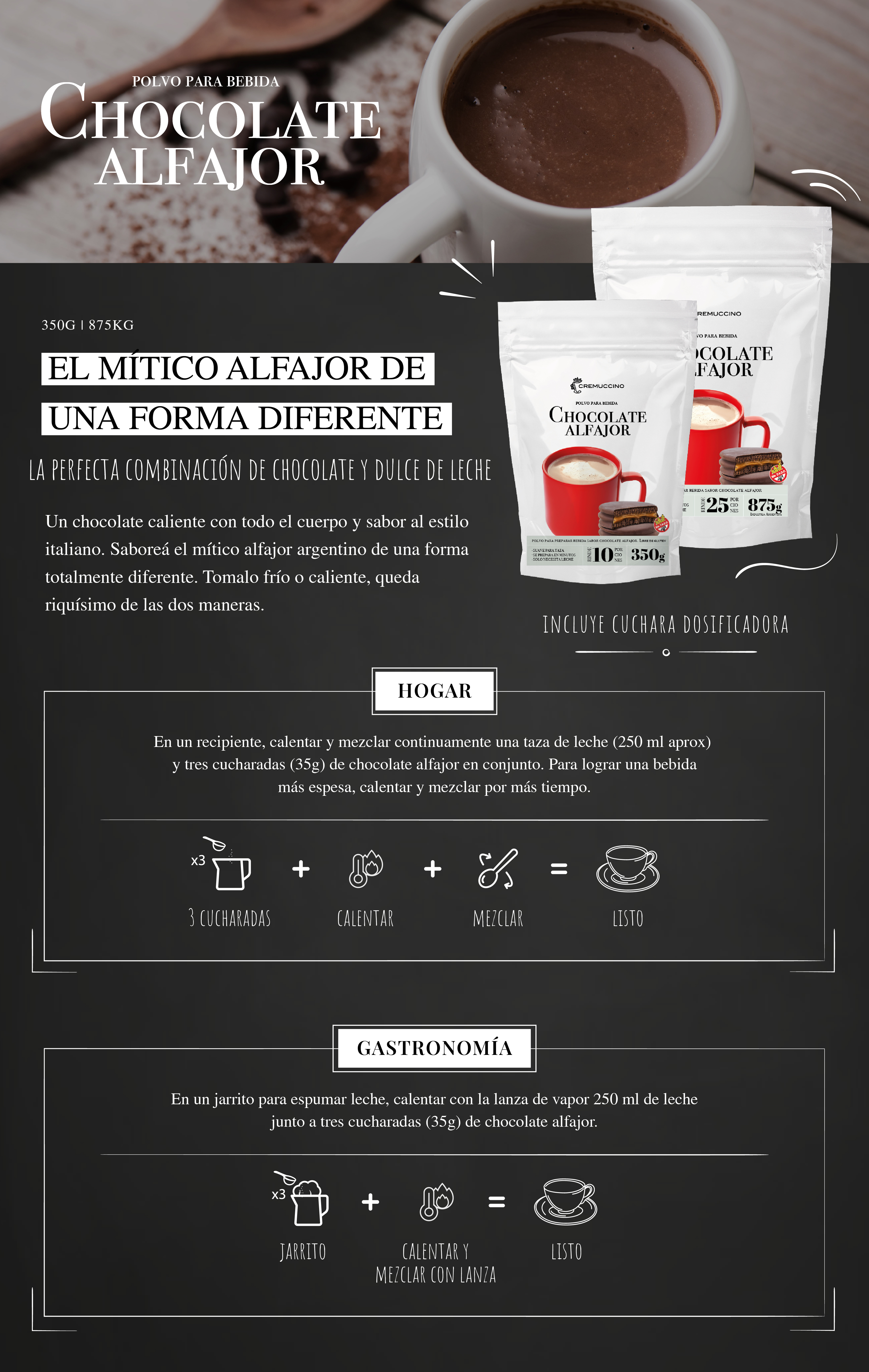 Chocolate Alfajor En Polvo 350 g | Bebida Cremosa e irresistible