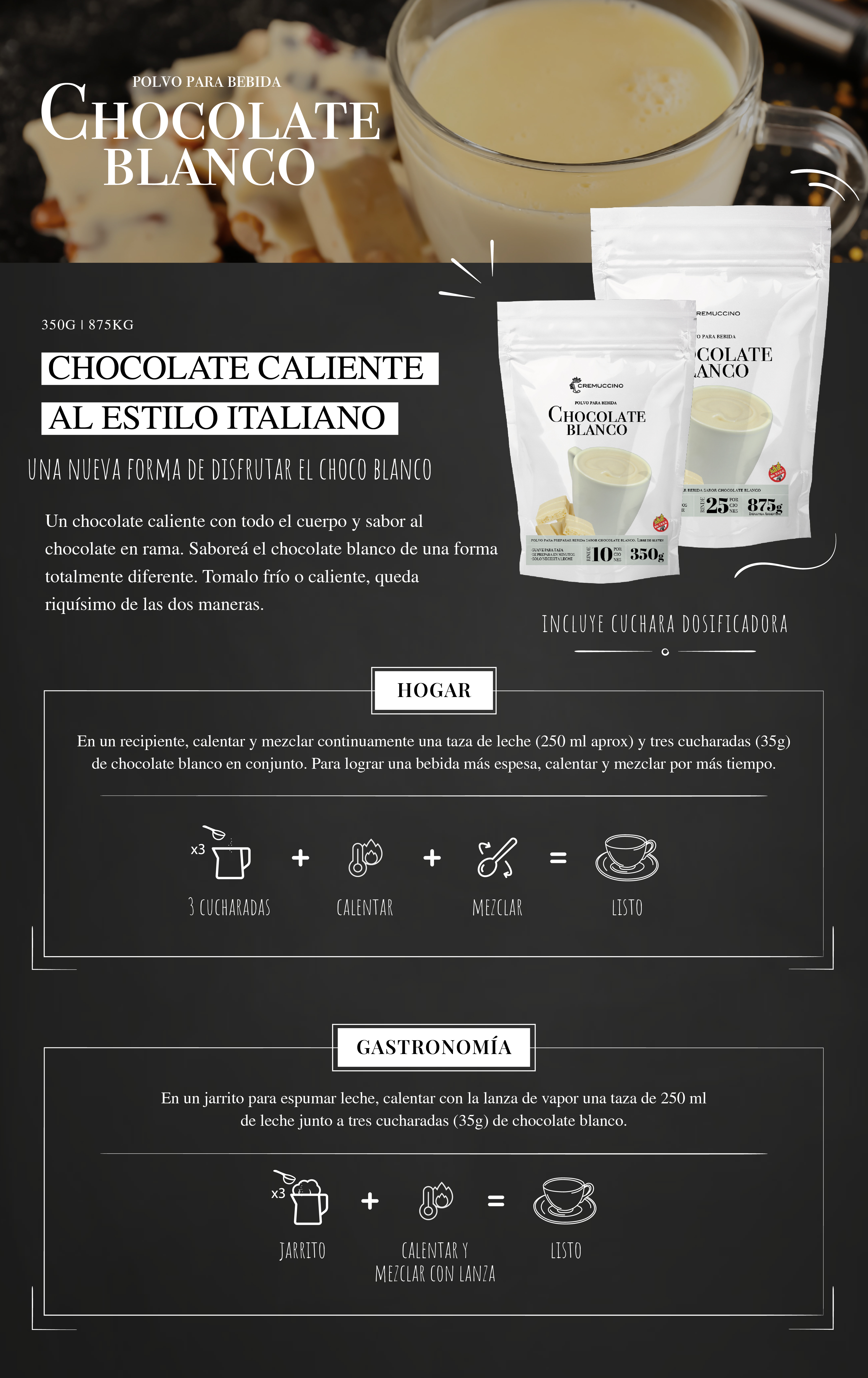 Chocolate Blanco En Polvo | Estilo Italiano – 350 g