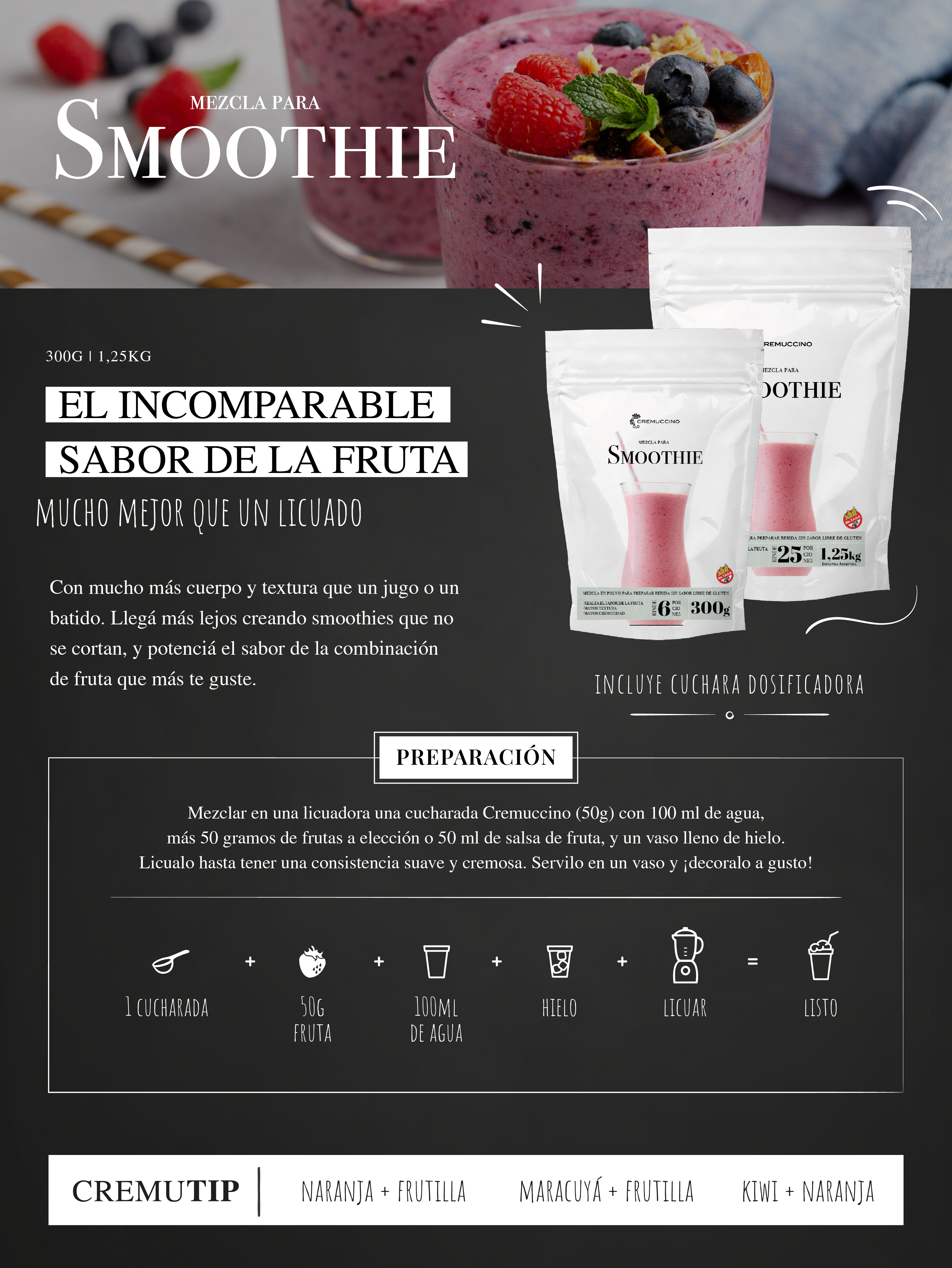 Preparado Para Smoothie 1,25kg - 25 porciones refrescantes