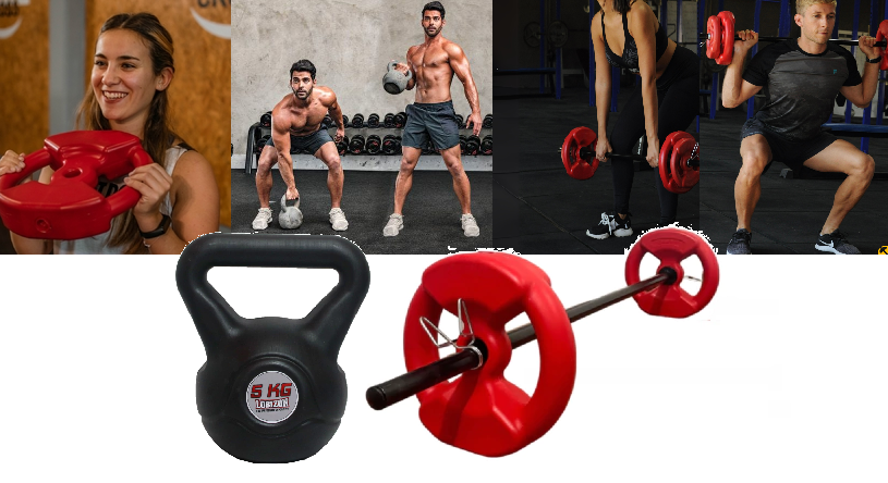 Kit Body Pump con Peso 10kg + Pesa Rusa kettlebells de 5kg Pvc