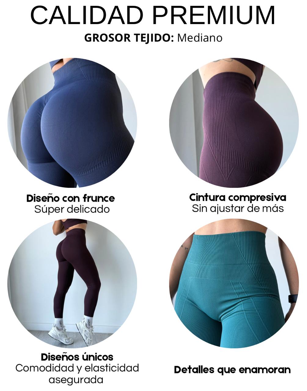 Calza Deportiva Seamless con Frunce para Mujer Azul Marino | LUFIT