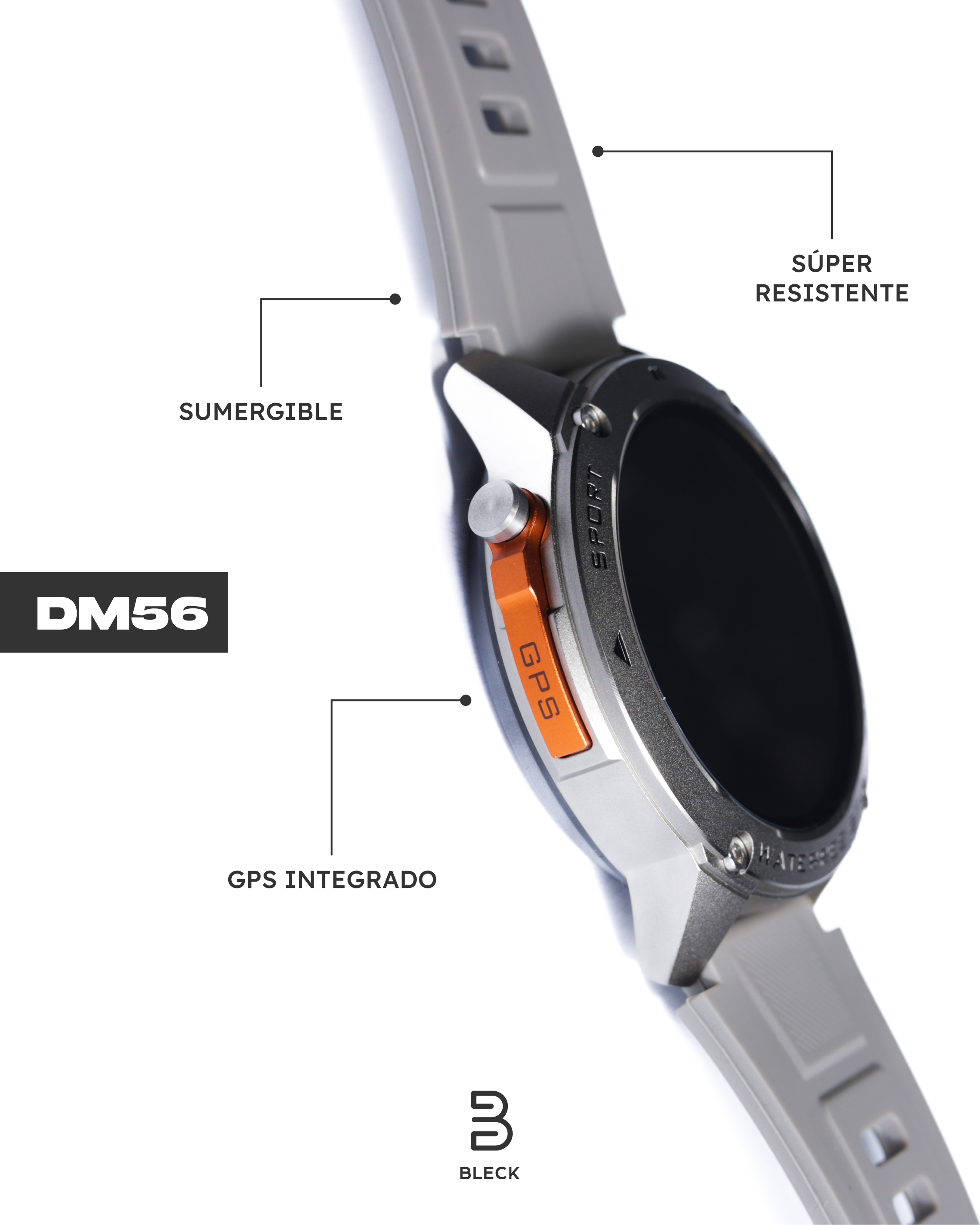 Smartwatch DM56 GPS: Resistente, AMOLED, 10 Días Batería