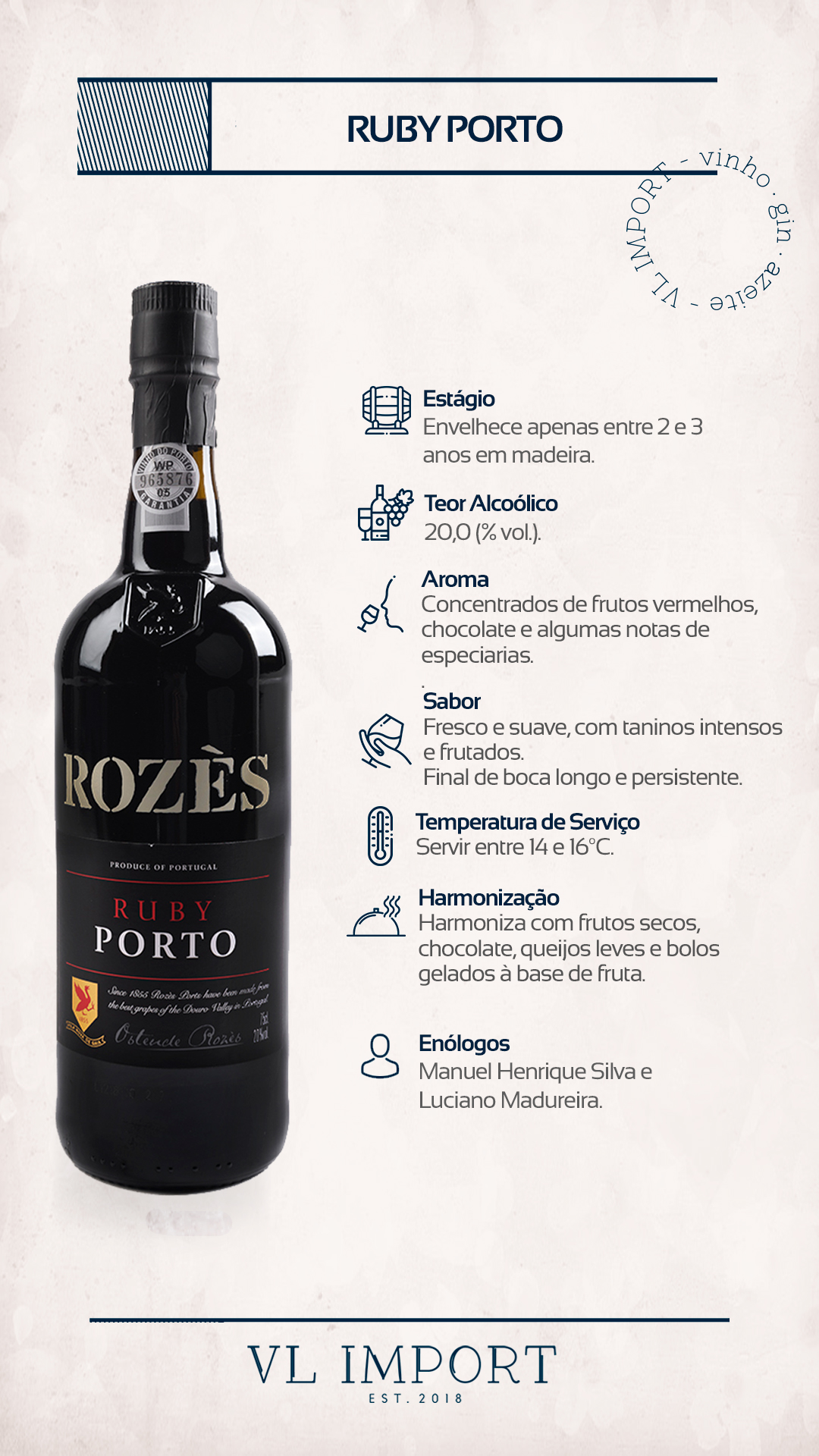 Vinho Rozes Porto Ruby D.O.P. - Comprar em VL Import BR