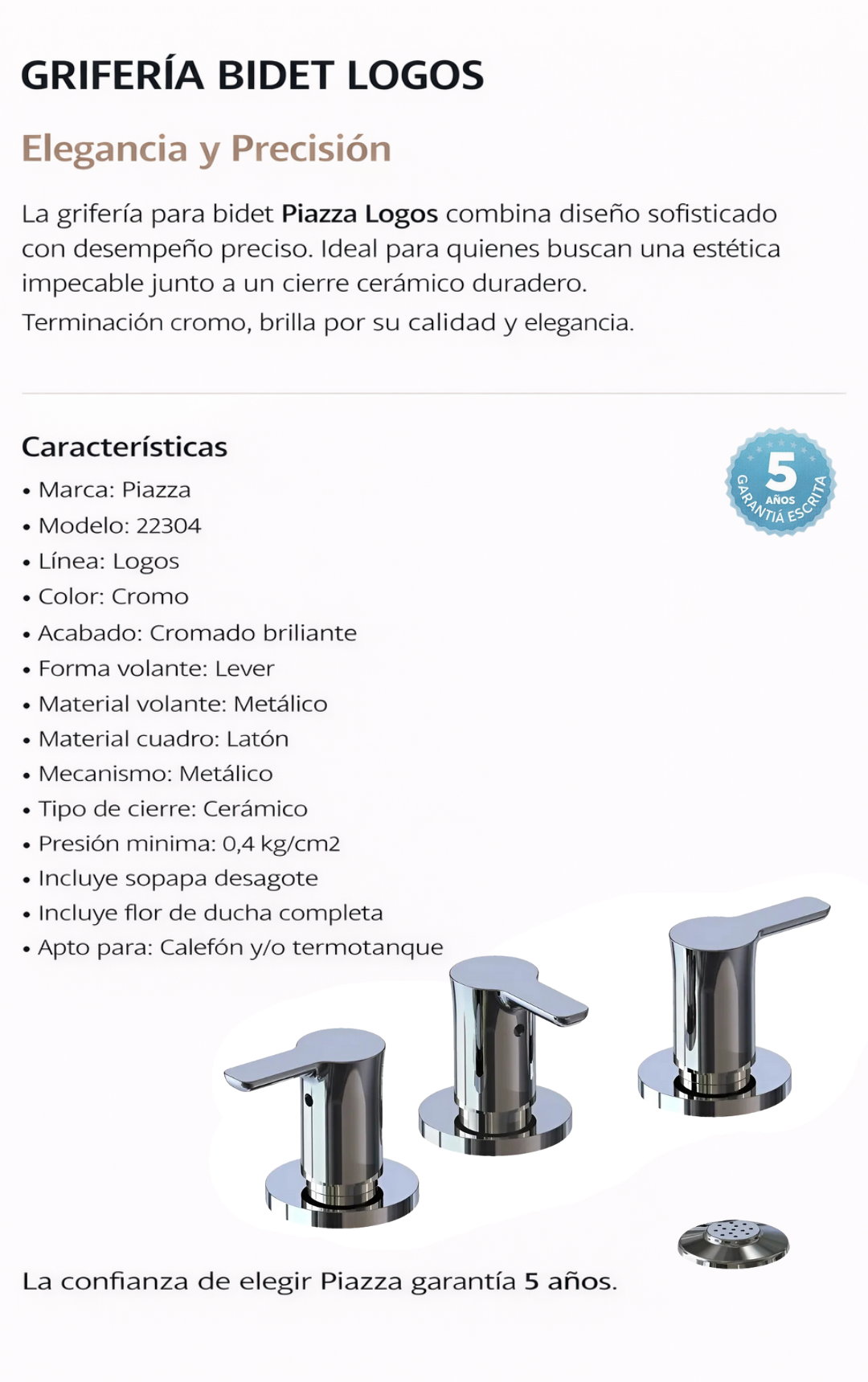 Grifería Logos Piazza Bidet - Cubos blackioso