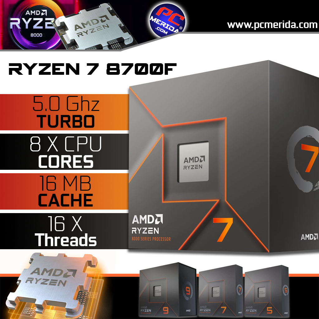 PC GAMER PROTEO RED AMD RYZEN 7 8700F / 32GB DDR5 / 1TB SSD M.2 / B650M ...