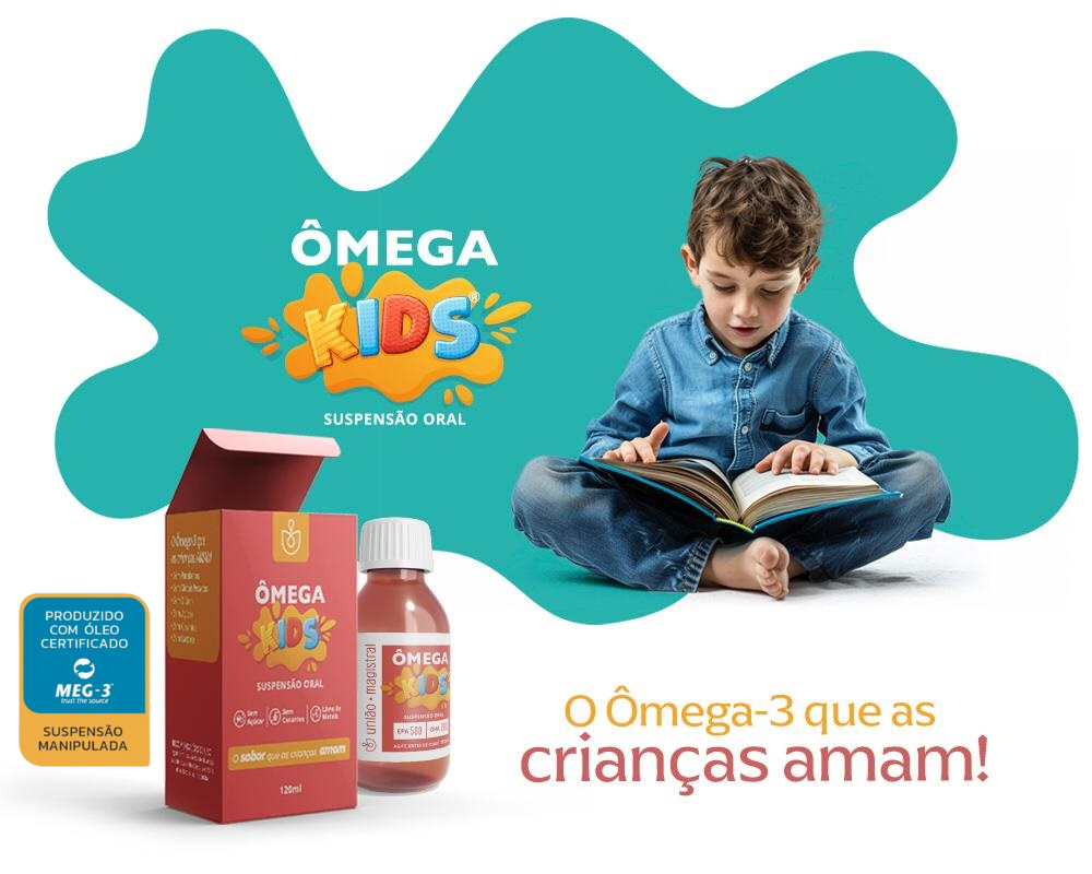 Ômega 3 Kids Suspensão – Liquido, Sem sabor de peixe, Sem Corantes