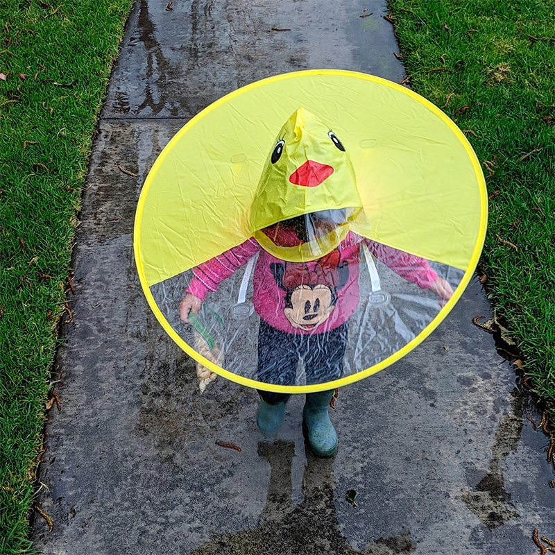 Impermeable Patito Splash infantil, plegable y ajustable, diseño dive