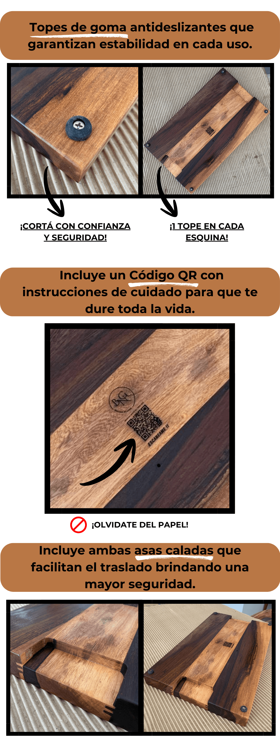 Tabla XBIG Guayubira 75x40x4 Premium: robusta y elegante