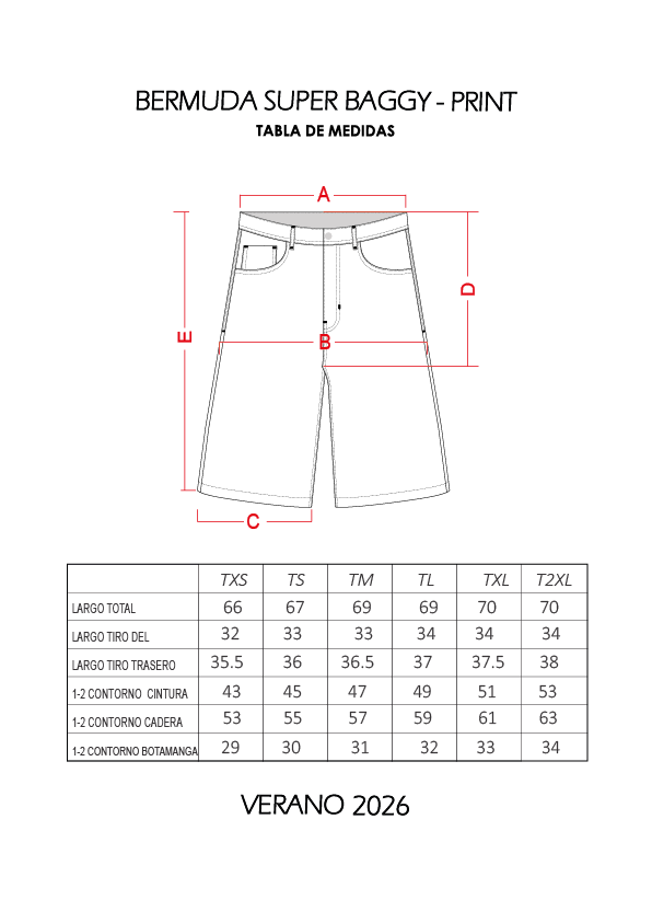 Bermuda Denim Superwide con Estampado Abstracto - Capri 3/4