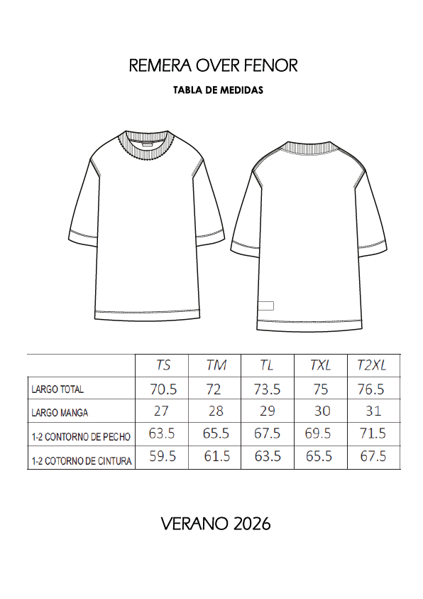 Remera Fenor Over Larga con Estampa en Frente y Espalda