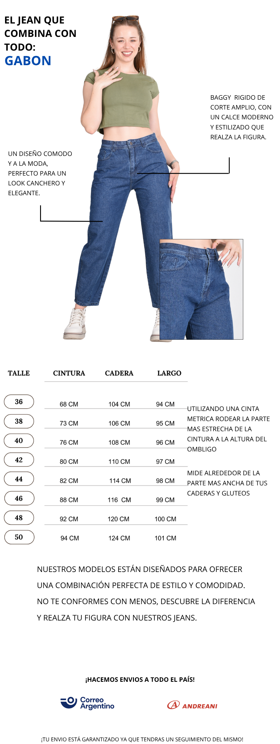 GABON BLUE Mom Rígido Tiro Alto