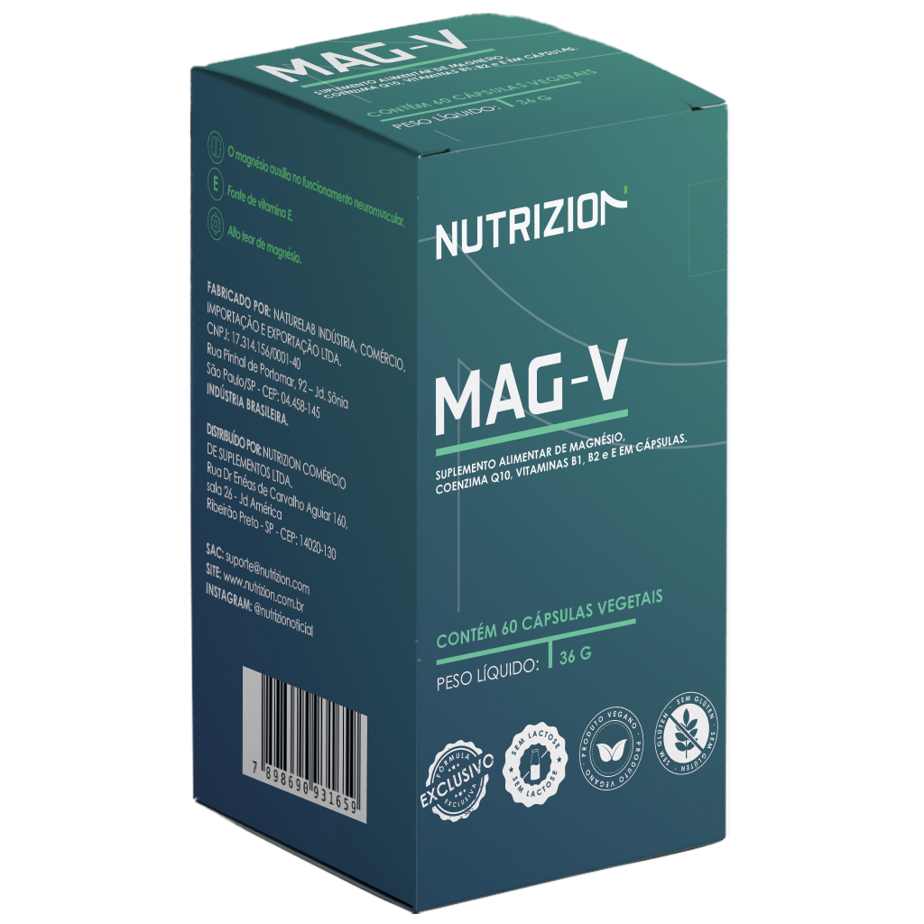 Mag-V Nutrizion | Magnésio, Coenzima Q10, Vitamina E, B1 e B2