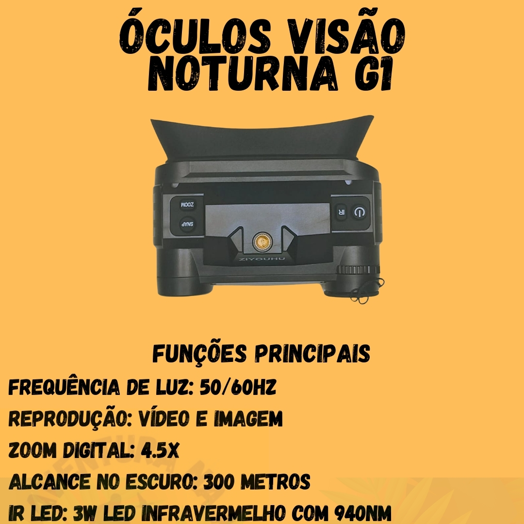 Óculos de Visão Noturna G1 - Alta Definição e Infravermelho