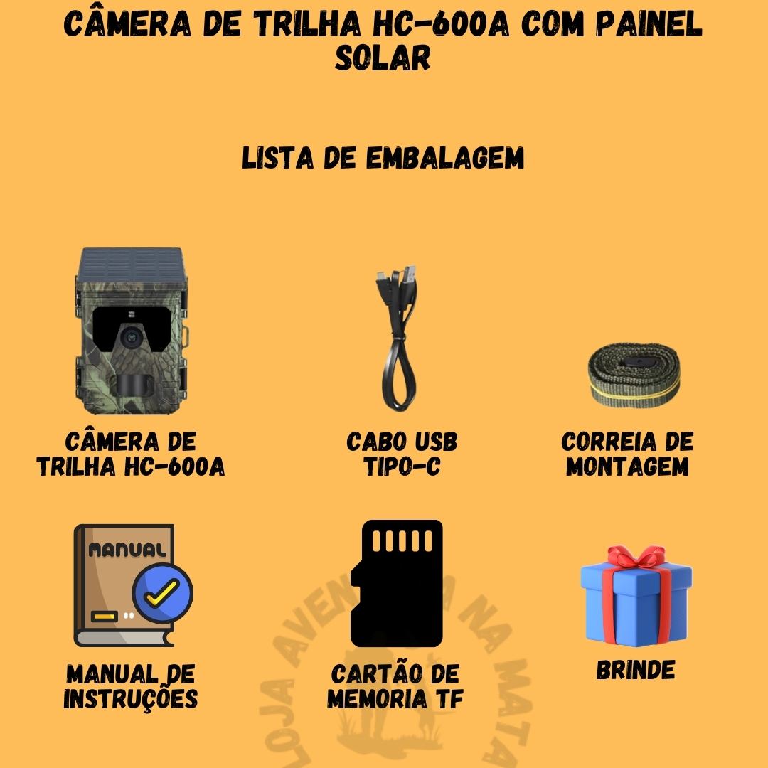 Câmera de Trilha HC-600A com Painel Solar 4K