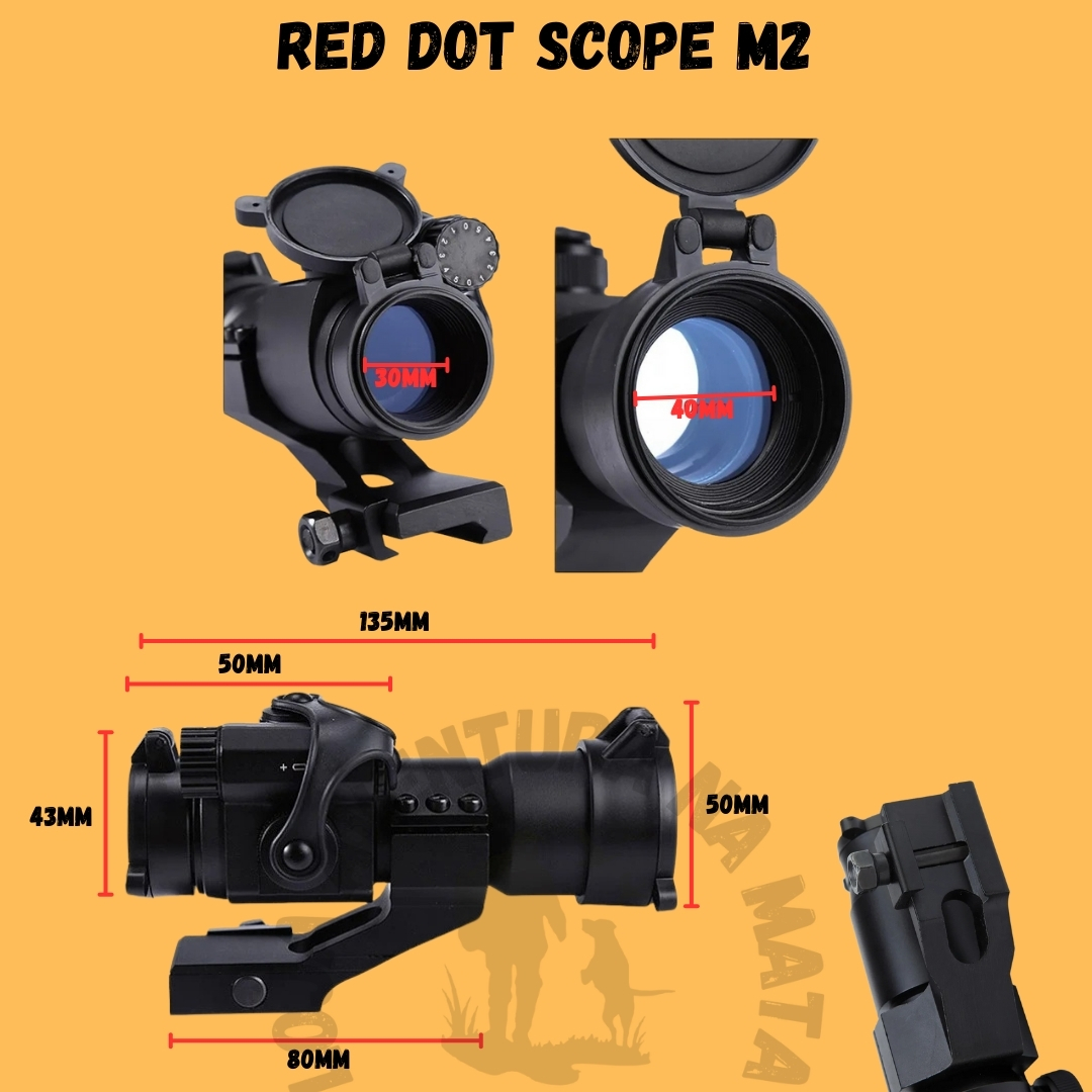 Red Dot Scope M2: Mira Compacta e Resistente para Trilho 20/22mm