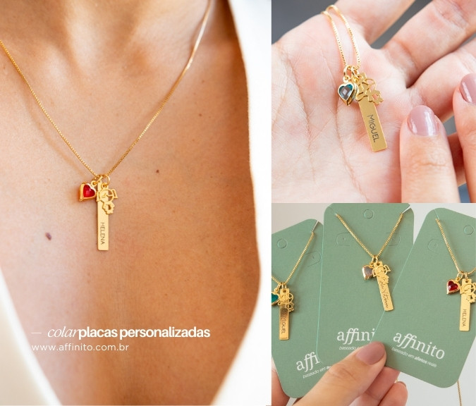 Colar de 1 Filho – Medalha M com Nome Gravado