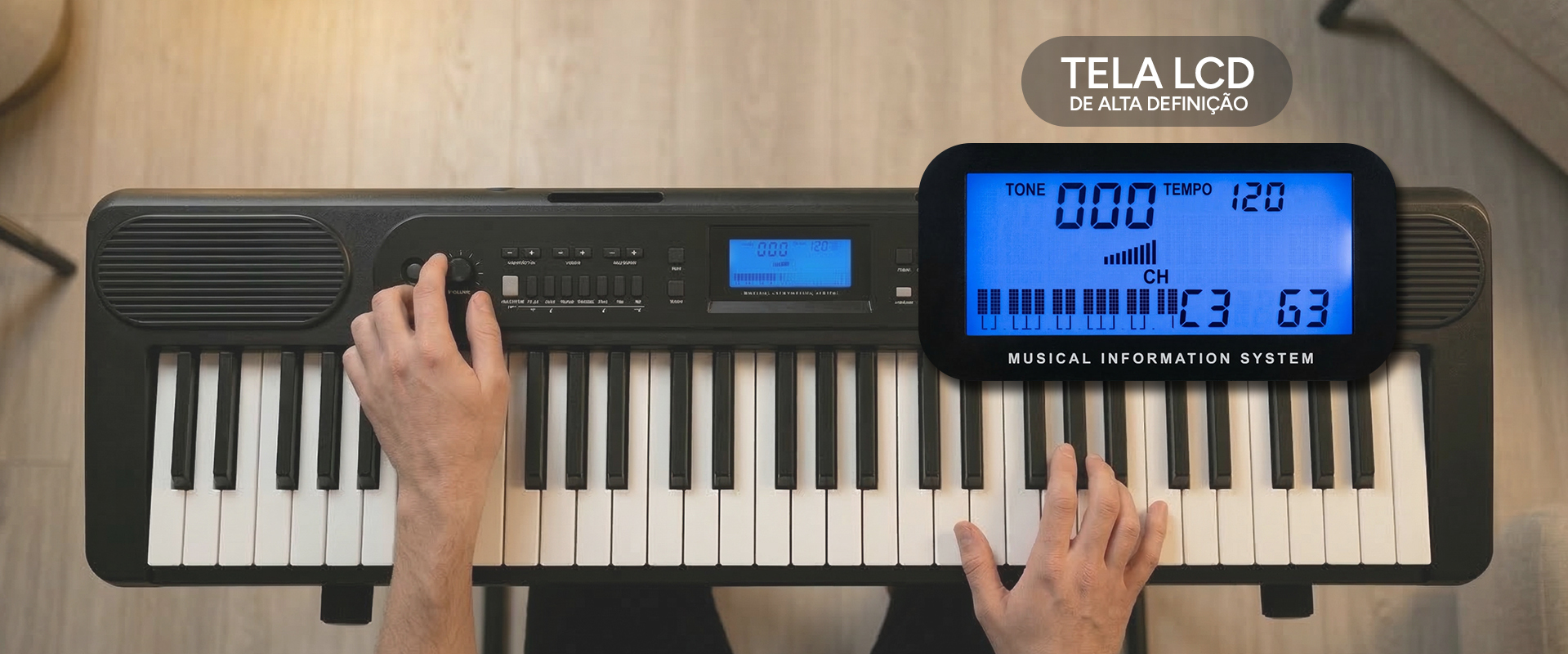 Teclado 61 Teclas Sensitivas AZ KEYS SENSE KS61BT Preto com Bluetooth