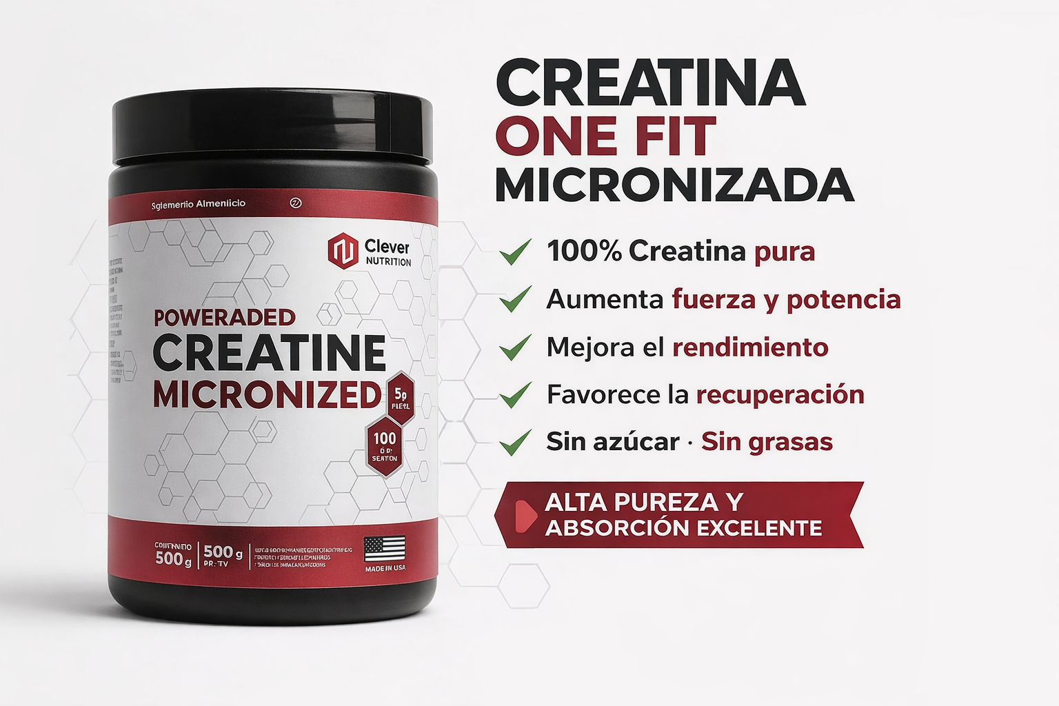 Creatina One Fit 500gr - Fuerza y Rendimiento Máximo
