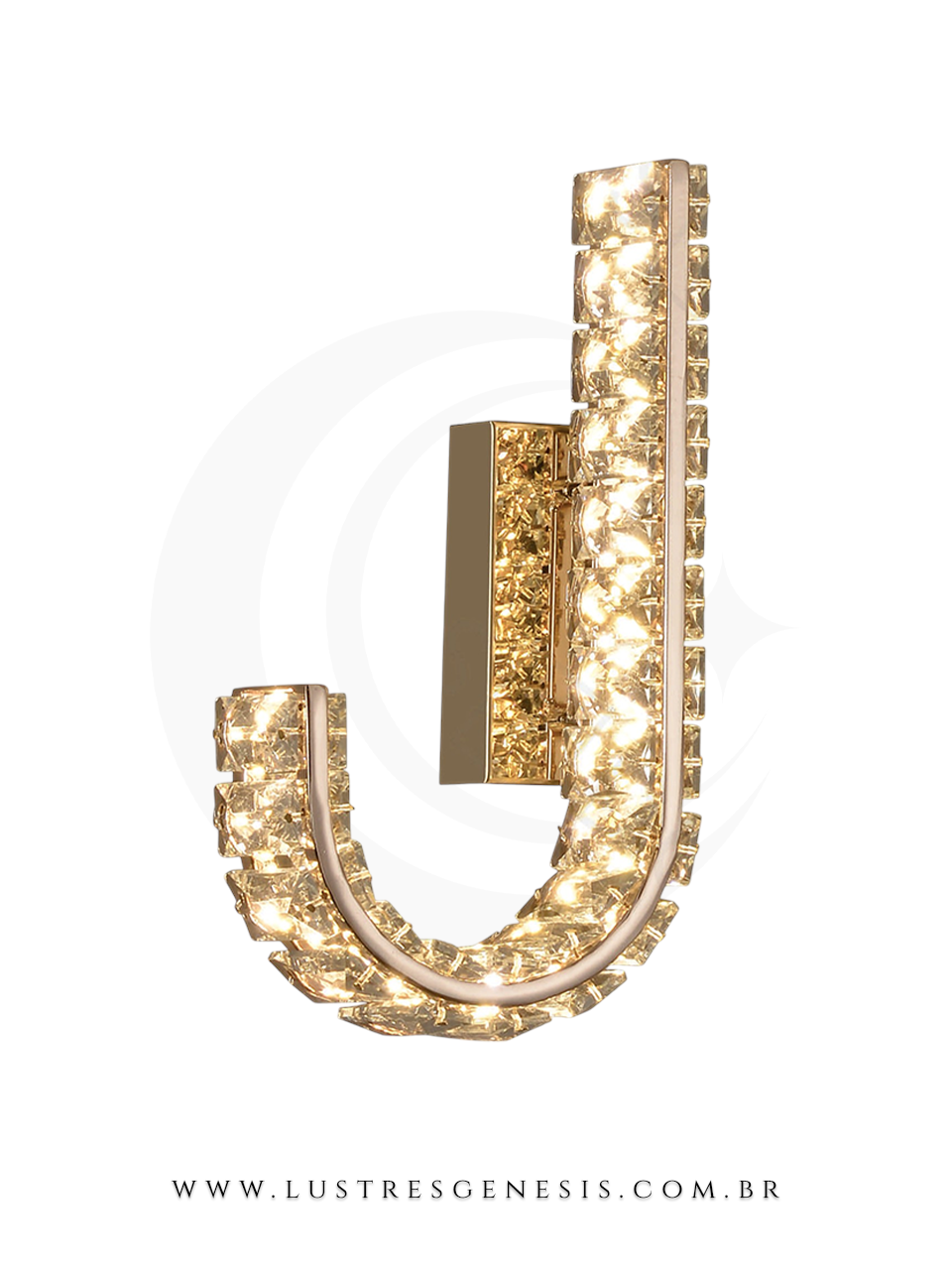Luminária de LED Letra J de Cristal – Decoração Moderna e Luxo