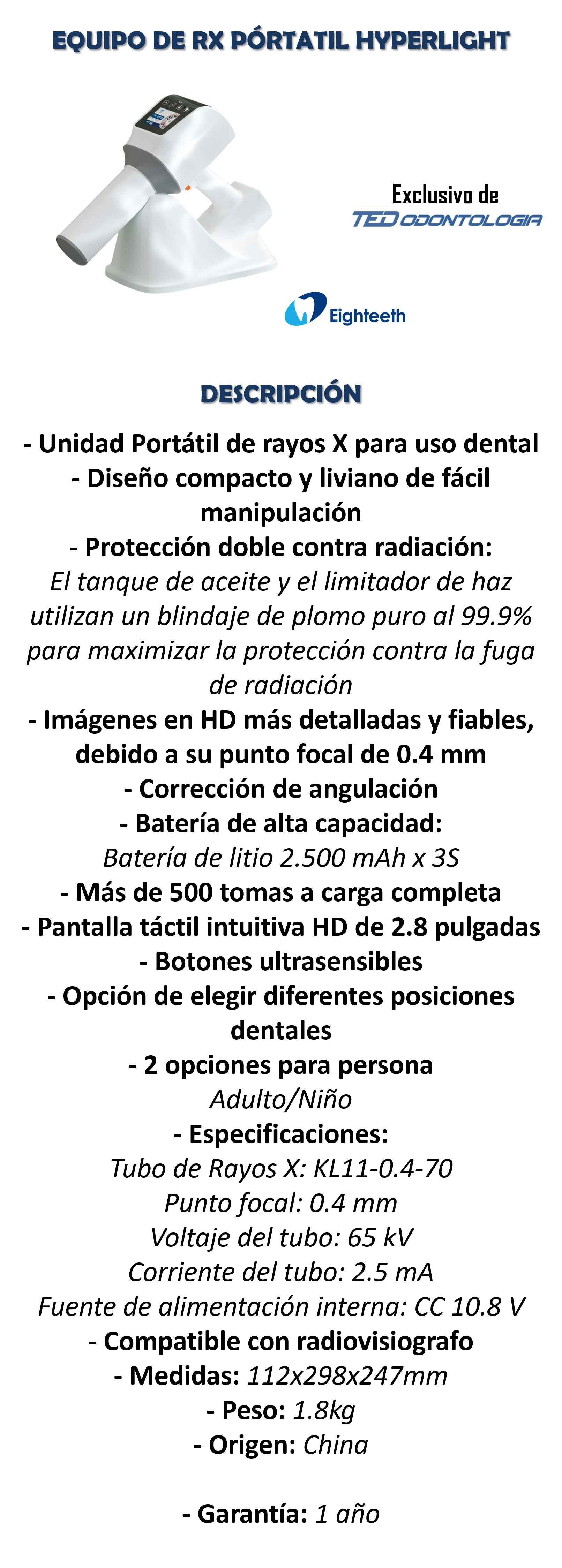 Equipo Rx Portátil HYPERLIGHT Eighteeth