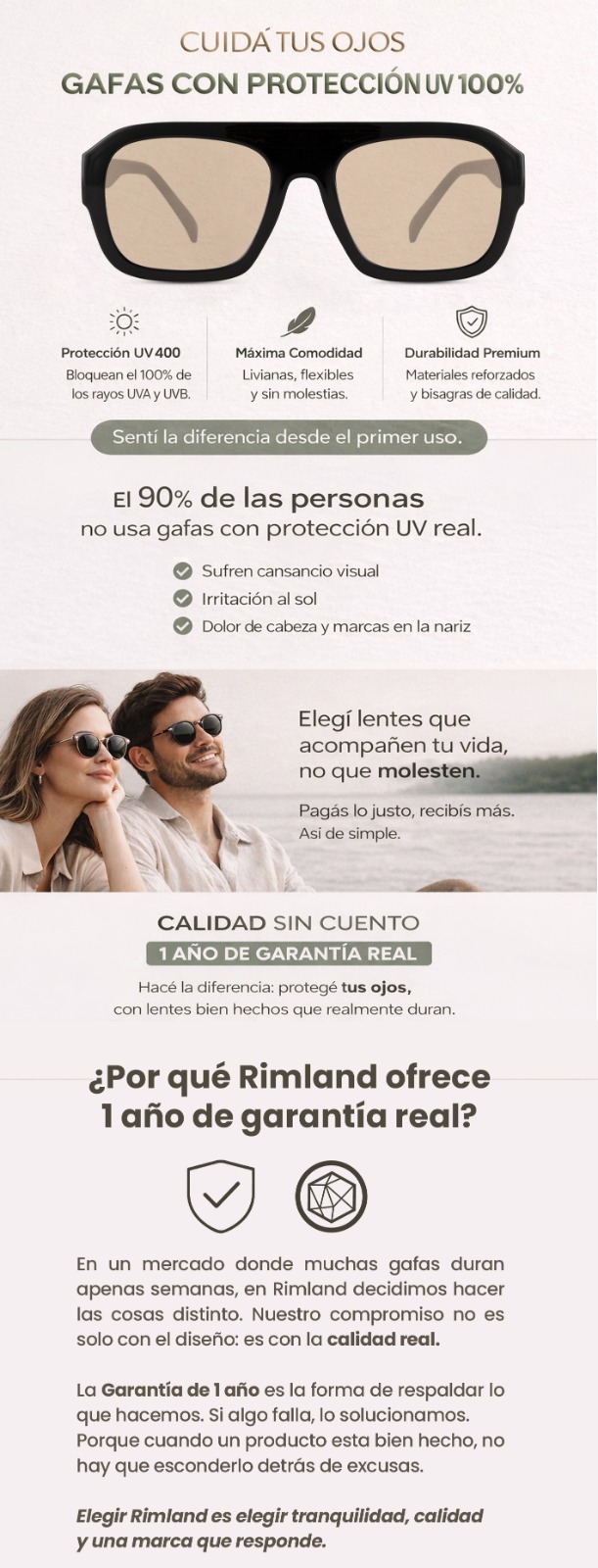 Texas Negro Lente Marrón UV400 de Acetato - Alta Protección