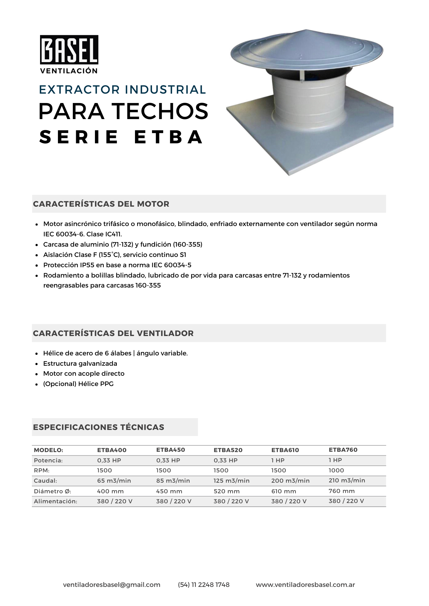 Extractor Industrial para Techo - Basel Ventilación
